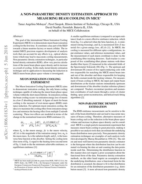 pdf a non parametric density estimation approach to measuring beam cooling in mice