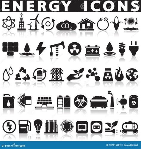 Energy Sources Icons Set Stock Vector Illustration Of Pictogram