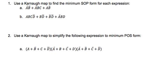 solved 1 use a karnaugh map to find the minimum sop form