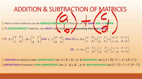 matrices part 2 ii csec ii addition and subtraction commutative and associative properties