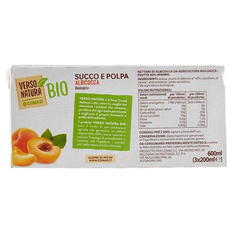 Succo E Polpa Albicocca Biologica 3x200ml Conad Conad