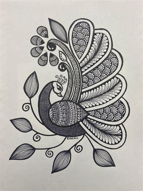 Ready To Hang A4 Size Peacock Mandala Art Drawing Used For Wall Decor