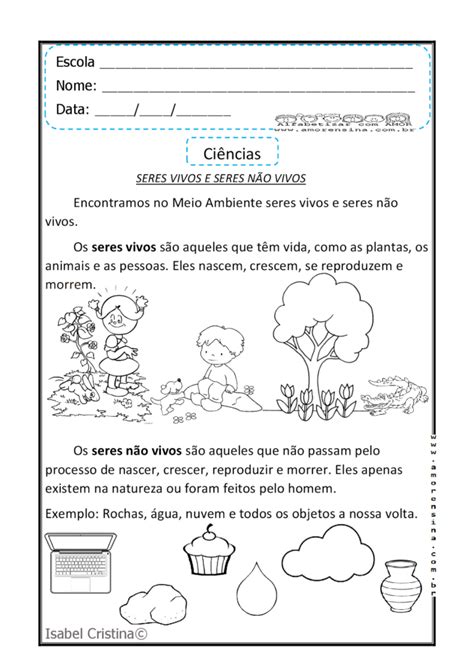 TEXTO SERES VIVOS E NÃO VIVOS CIÊNCIAS PARA O 1º ANO E 2º ANO