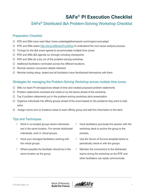 03 distributed ianda problem solving workshop checklist v5 1 pdf scrum software development