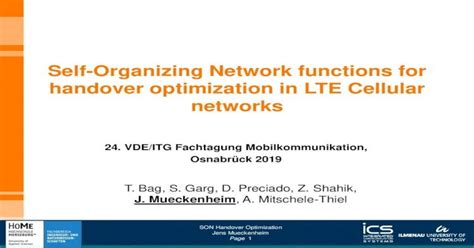 self organizing network functions for handover optimization lte handover decision