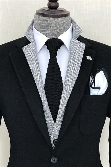 İtalyan stil slim fit erkek mono yaka yün ceket siyah T8051