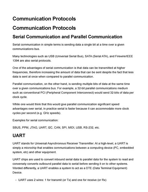 communication protocols communication protocols communication protocols serial communication