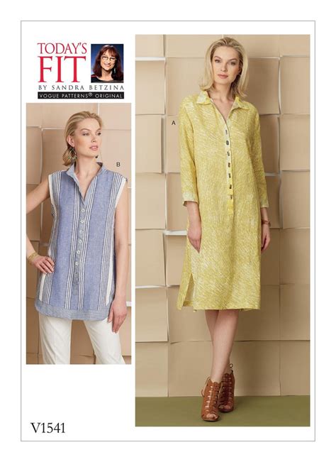 Vogue Patterns 1541 MISSES LOOSE FITTING DRESS AND SHIRT WITH BUTTON