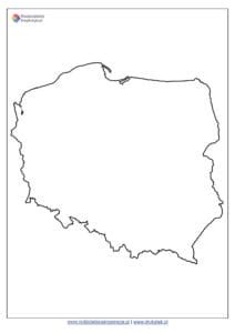 Mapa Polski kolorowanki do druku Kontury i województwa