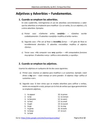 Adjectives And Adverbs By M C Enrique Ruiz D Az Pdf