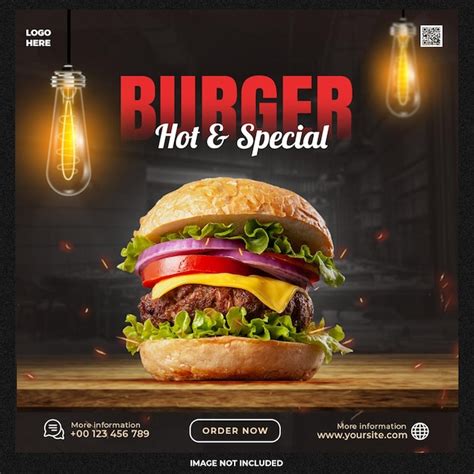Premium PSD Hot And Spicy Burger Social Media Template
