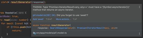 typescript async generator compilation type issues stack overflow