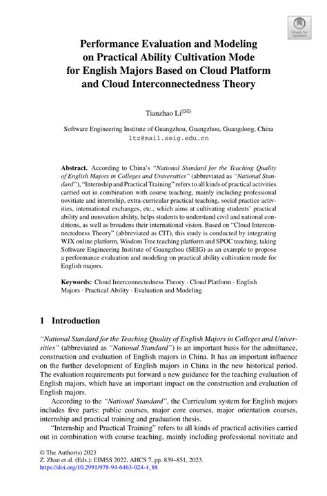 pdf performance evaluation and modeling on practical ability cultivation mode for english