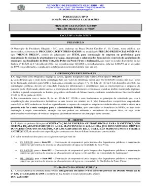 Fillable Online MUNICPIO DE PRESIDENTE OLEGRIO MG Fax Email Print