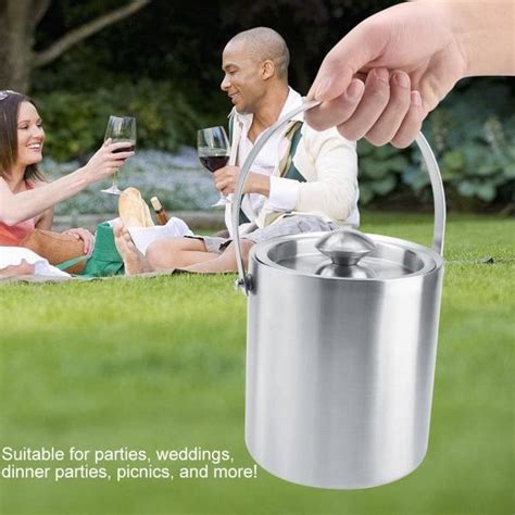 Fydun seau à glace en acier inoxydable Seau à glace à double paroi en