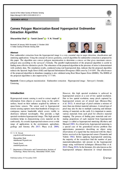 convex polygon maximization based hyperspectral endmember extraction algorithm nirma