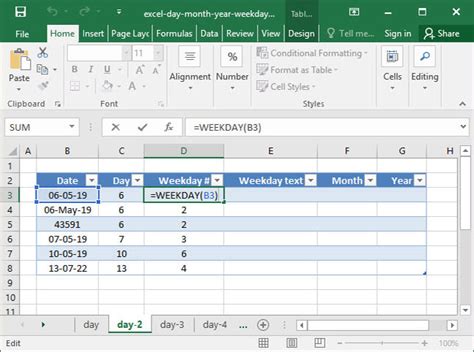 DAY MONTH YEAR And WEEKDAY In Excel Deskbright