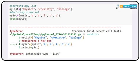 sets in python using jupyter notebook the engineering projects
