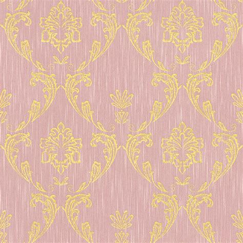 Bricoflor Barock Textiltapete Edel Ornament Tapete Rosa Gold Mit