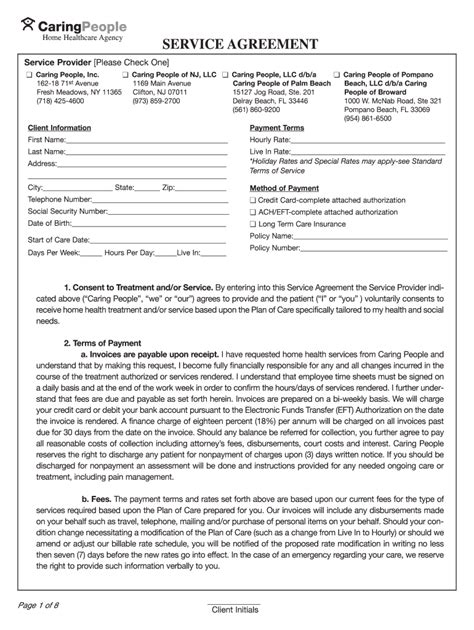 Home Care Agency Service Agreement Fill Online Printable Fillable