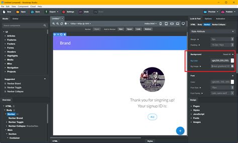 Unable To Modify Or Remove Navbar Element Background Bootstrap Studio