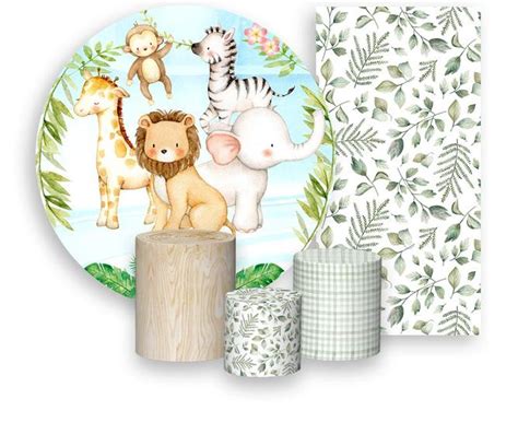 Kit Painel De Festa Trio Capa Cilindro Faixa Veste F Cil Flor De