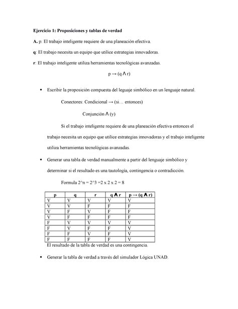 Tarea 1 Metodos Para Probar La Validez De Argumentos Ejercicio 1