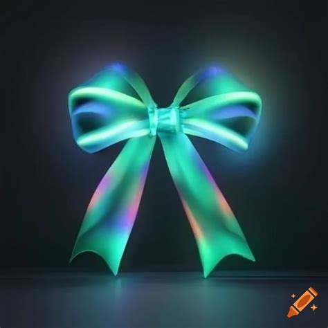 Vibrant Light Cyan Glow Ribbon Bow On Craiyon