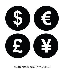 Money Symbols Black Circle Vector Illustration Vector De Stock Libre