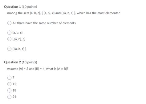 solved question 1 10 points among the sets {a b c} {