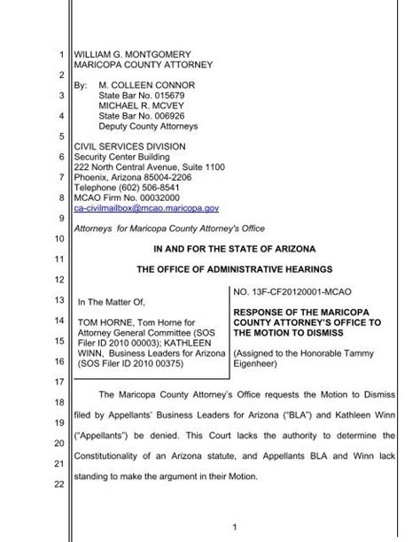 Response To Motion To Dismiss Arizona Office Of Administrative
