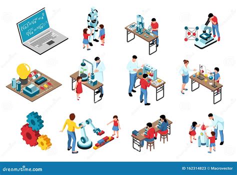 STEM Isometric Icons Collection Stock Vector Illustration Of