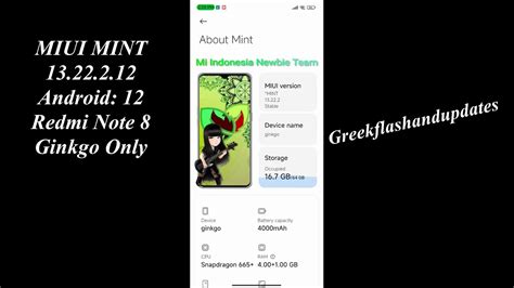 MIUI MINT 13 22 2 12 Android 12 Redmi Note 8 Ginkgo Only YouTube