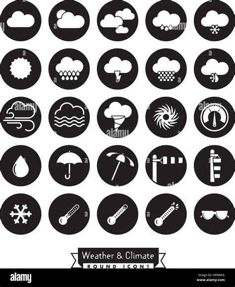Collection Of Weather Climate And Meteorology Related Round Black