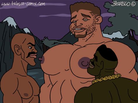 Rule 34 Animated Belascocomix Big Breasts Big Pecs Breast Sucking Dark Skinned Male Gay Moobs