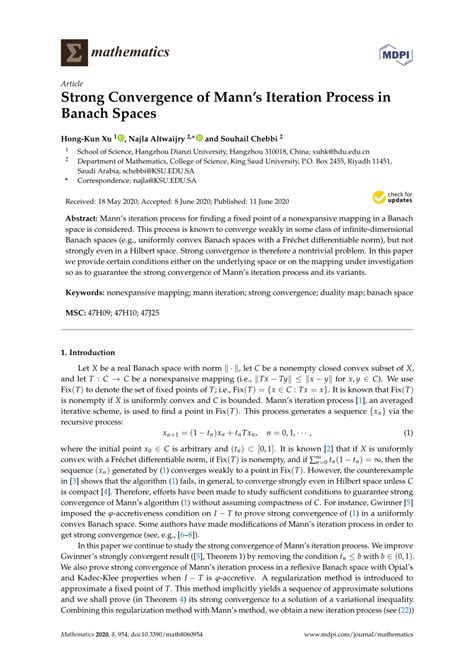 pdf strong convergence of mann s iteration process in banach spaces