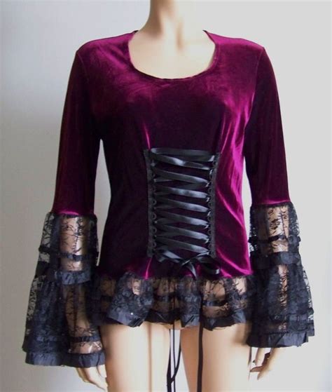 Holidays Blouse Dark Burgundy Velvet And Black Lace Victorian Goth