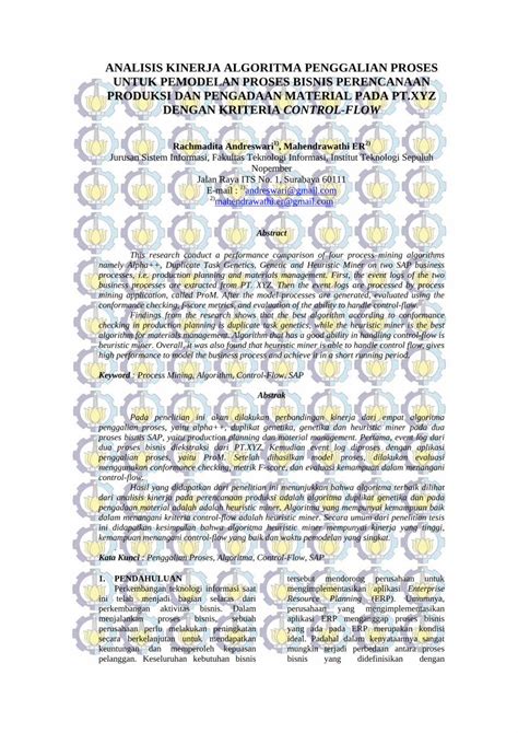 pdf analisis kinerja algoritma penggalian proses … fileanalisis kinerja algoritma penggalian