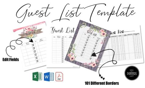 FREE Printable Guest List Template Customize Online 54 OFF