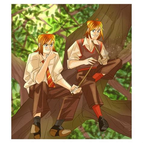 Иллюстрация Фред и Джордж Уизли в стиле 2d книжная графика