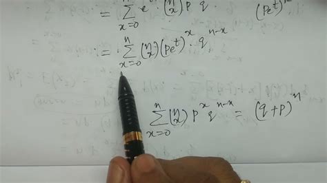 moment generating function of binomial distribution bsc statistics youtube
