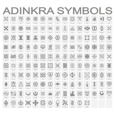 Ensemble D Ic Nes Monochromes Avec Des Symboles D Adinkra Illustration