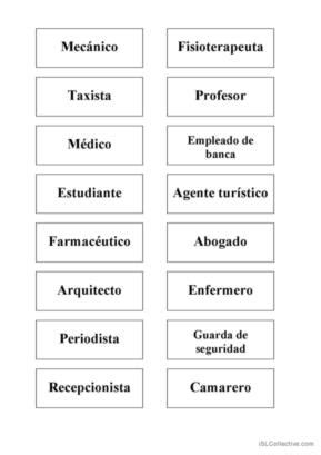46 Profesiones Español ELE hojas de trabajo pdf doc