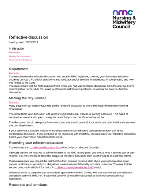 Fillable Online REFLECTIVE DISCUSSION GUIDANCE SHEET Fax Email Print