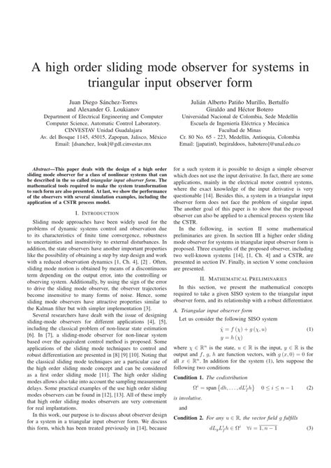pdf a high order sliding mode observer for systems in triangular input observer form