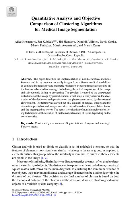 pdf quantitative analysis and objective comparison of clustering algorithms for medical image