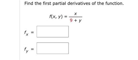 solved find the first partial derivatives of the function