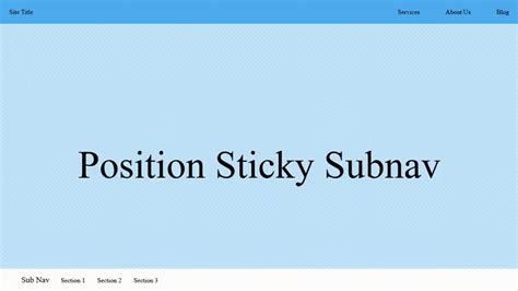 Position Sticky Subnav HTML CSS