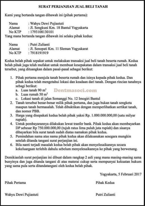 20 Contoh Surat Perjanjian Jual Beli Tanah Yang Baik Dan Benar Surat