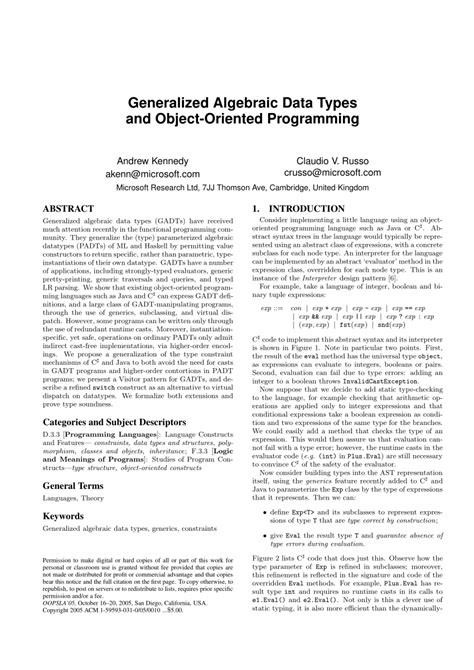 pdf generalized algebraic data types and object oriented programming